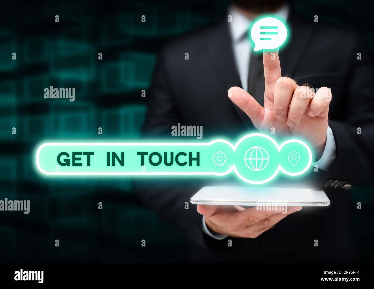 Text caption presenting Get In Touch. Internet Concept Stay in contact ...