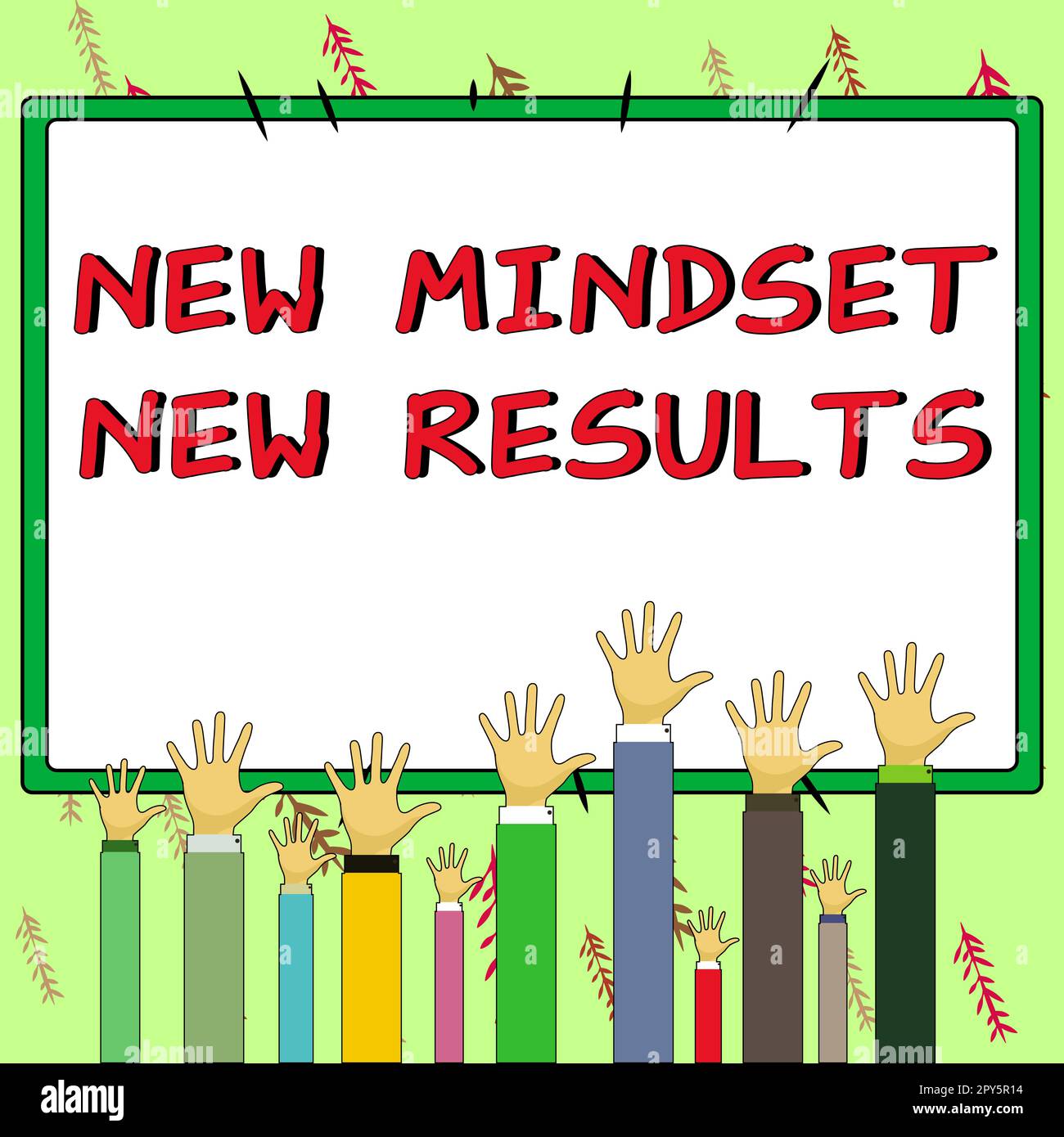 Hand writing sign New Mindset New Results. Business overview Open to Opportunities No Limits ...