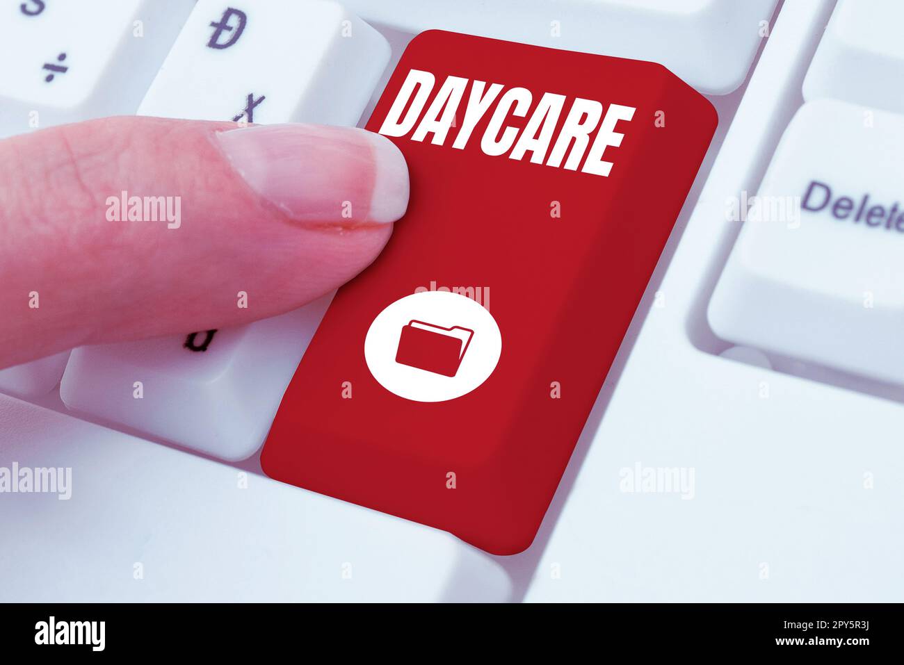 Hand writing sign Daycare. Business overview offering care to preschool ...