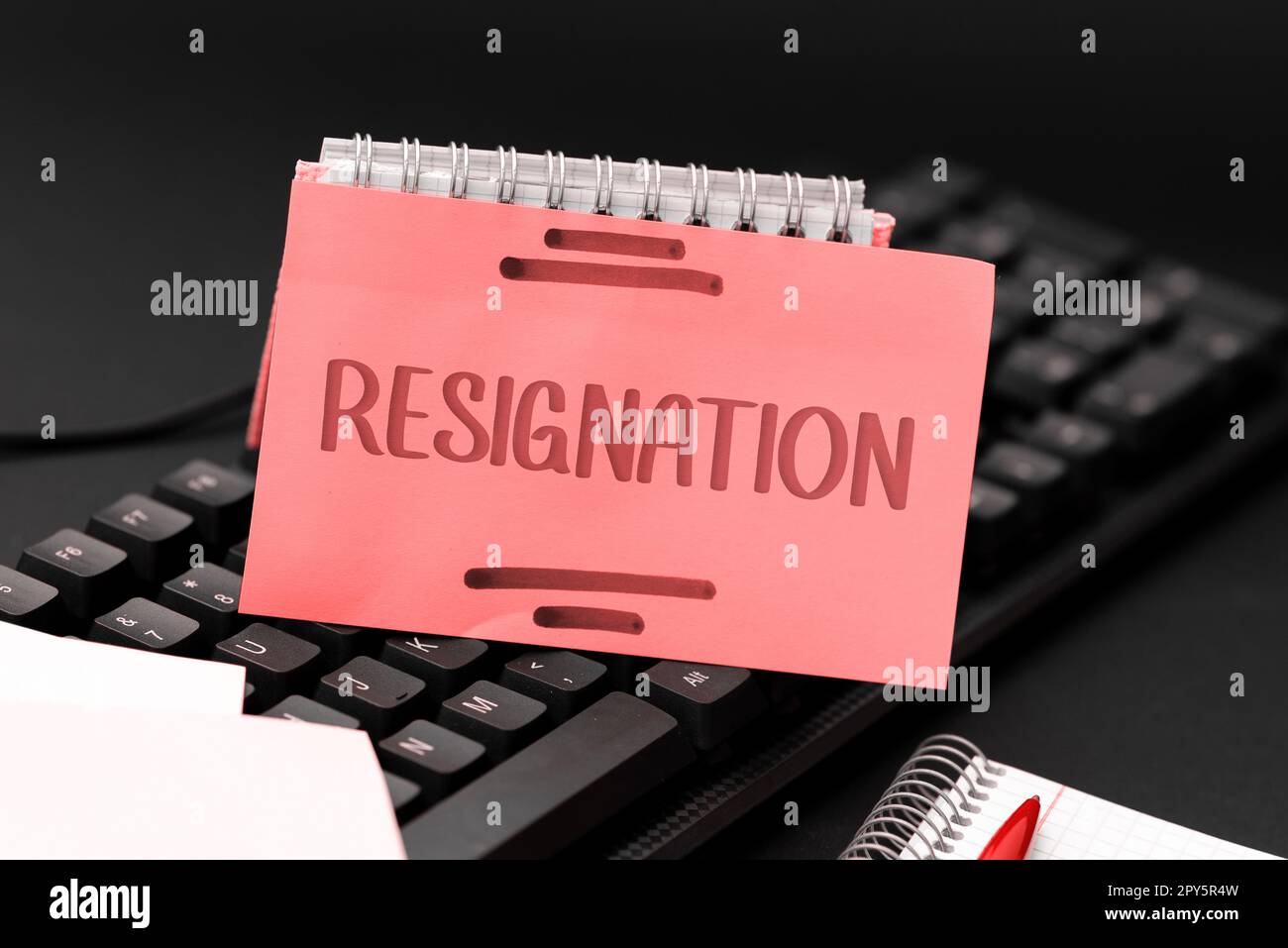 Sign displaying Resignation. Business concept act of giving up working ...