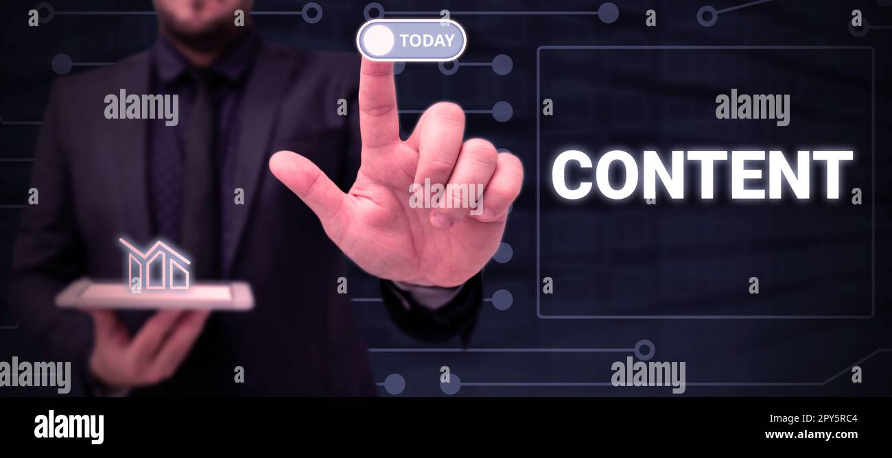 Sign displaying Content. Word for Things included in something ...