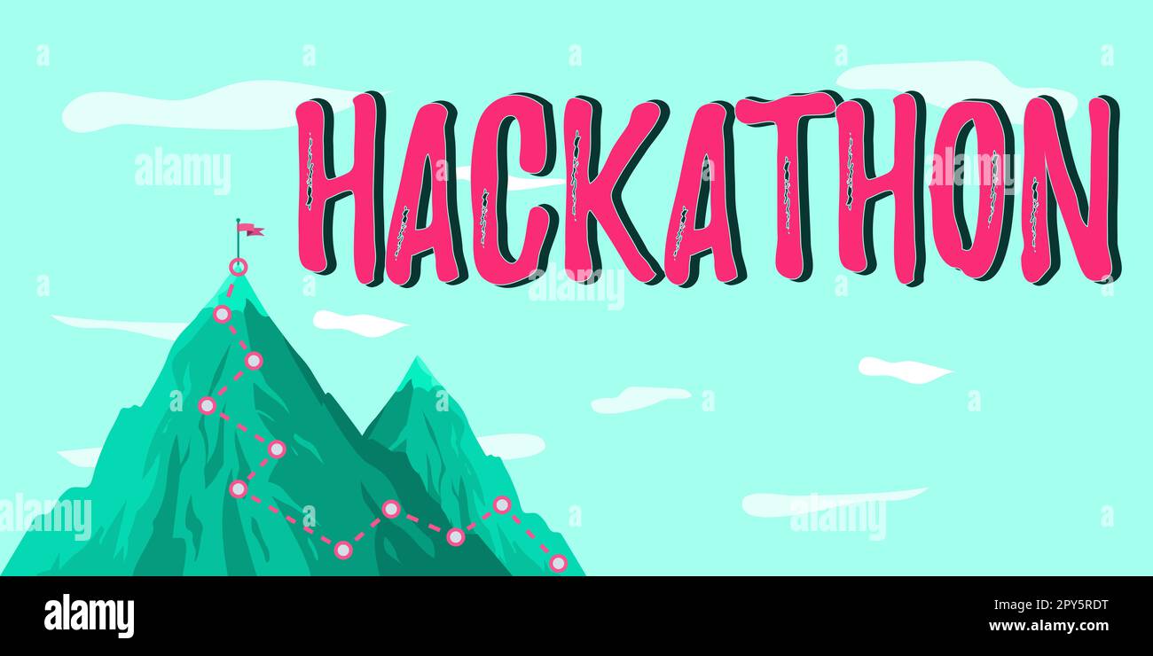 Text caption presenting Hackathon. Business idea event where large ... Text caption presenting Hackathon. Business idea event where large ...