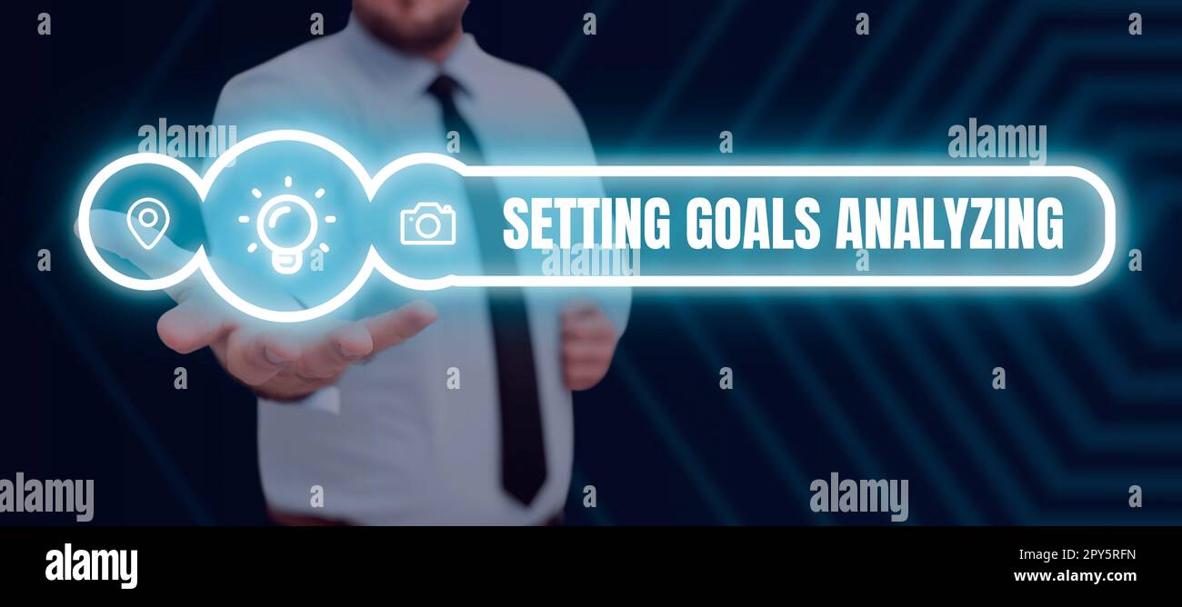 Writing displaying text Setting Goals Analyzing. Concept meaning list ...