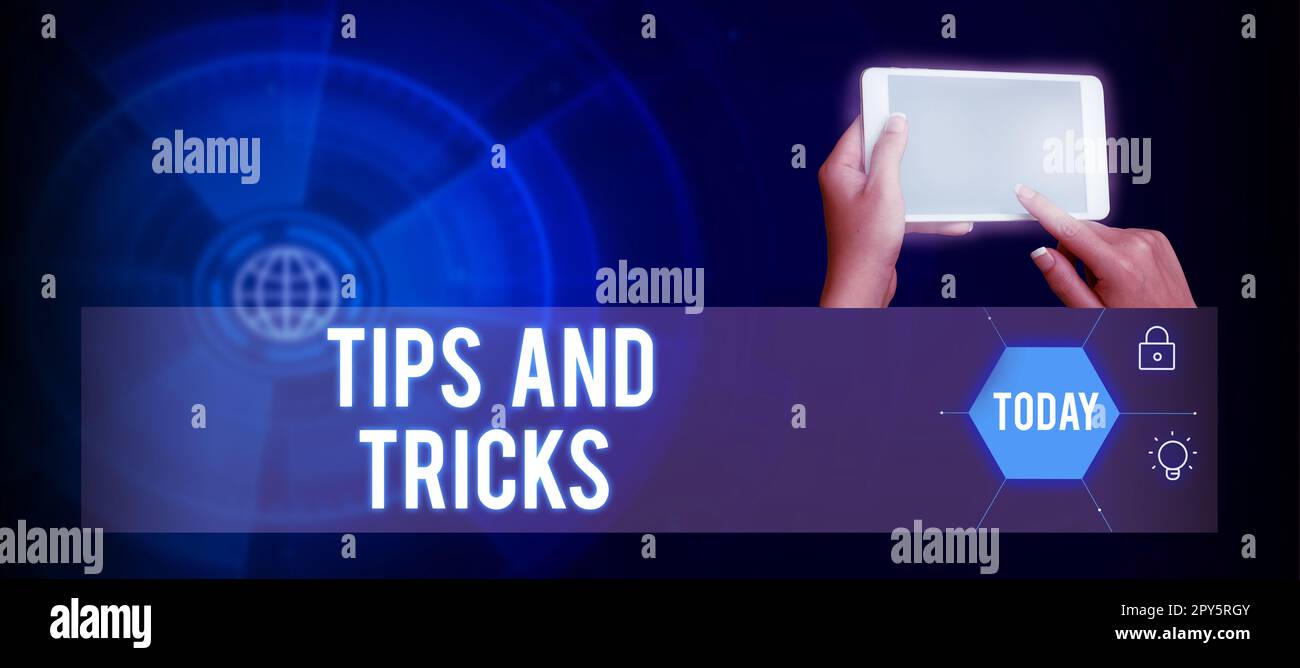 Hand writing sign Tips And Tricks. Concept meaning helpful advices that ...