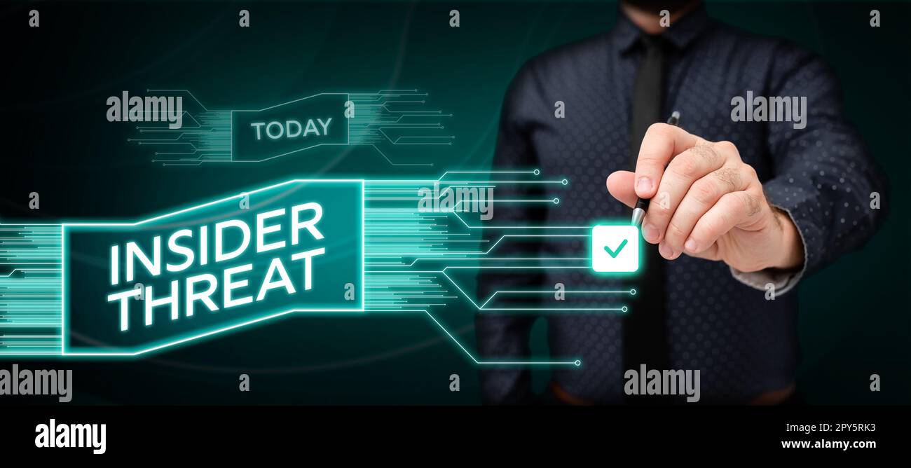 Text sign showing Insider Threat. Concept meaning security threat that ...