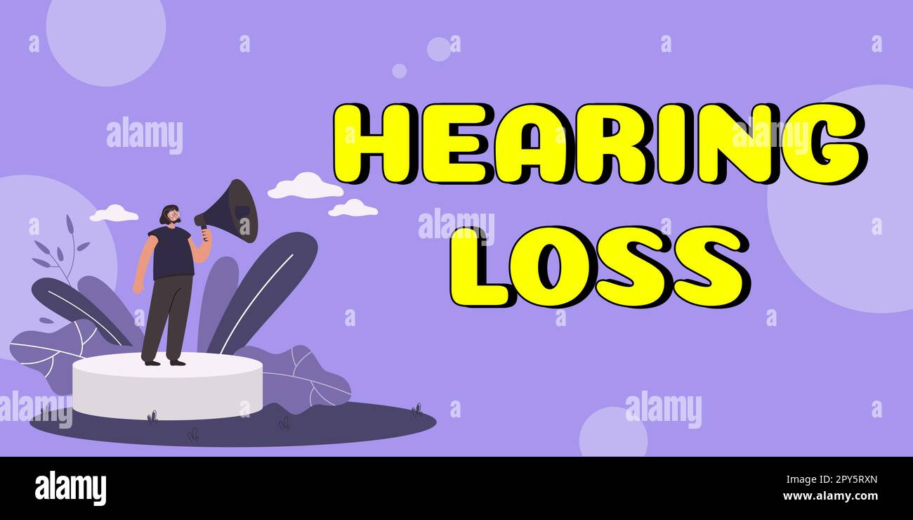 Hand writing sign Hearing Loss. Business overview is partial or total ...