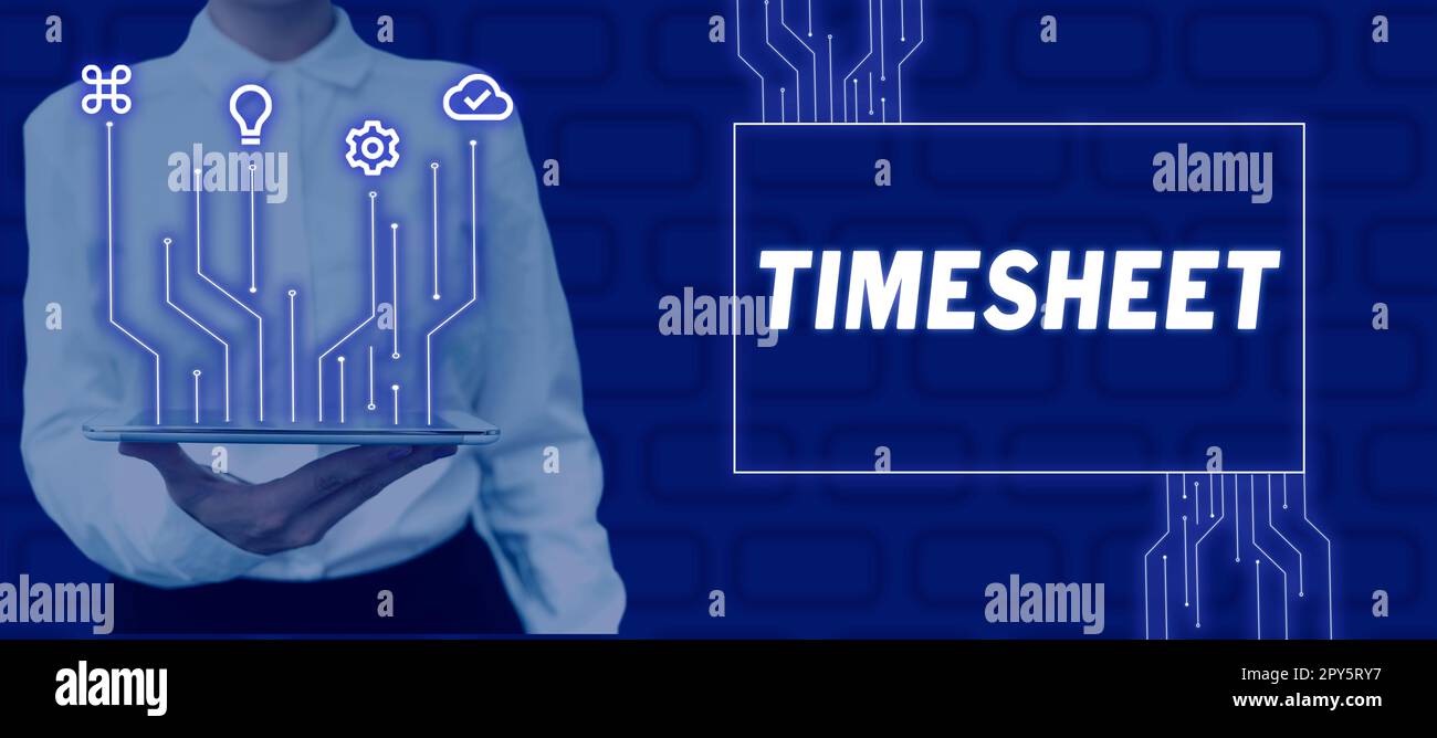 Hand writing sign Timesheet. Word for graphical representation of ...
