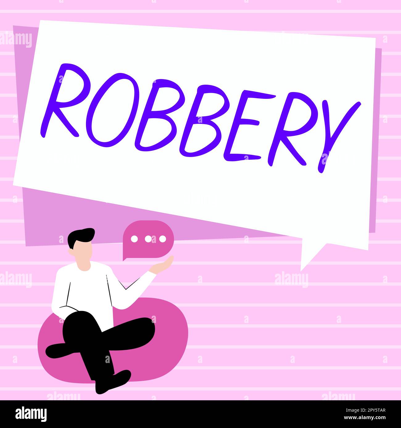 Sign displaying Robbery. Concept meaning the action of taking property ...