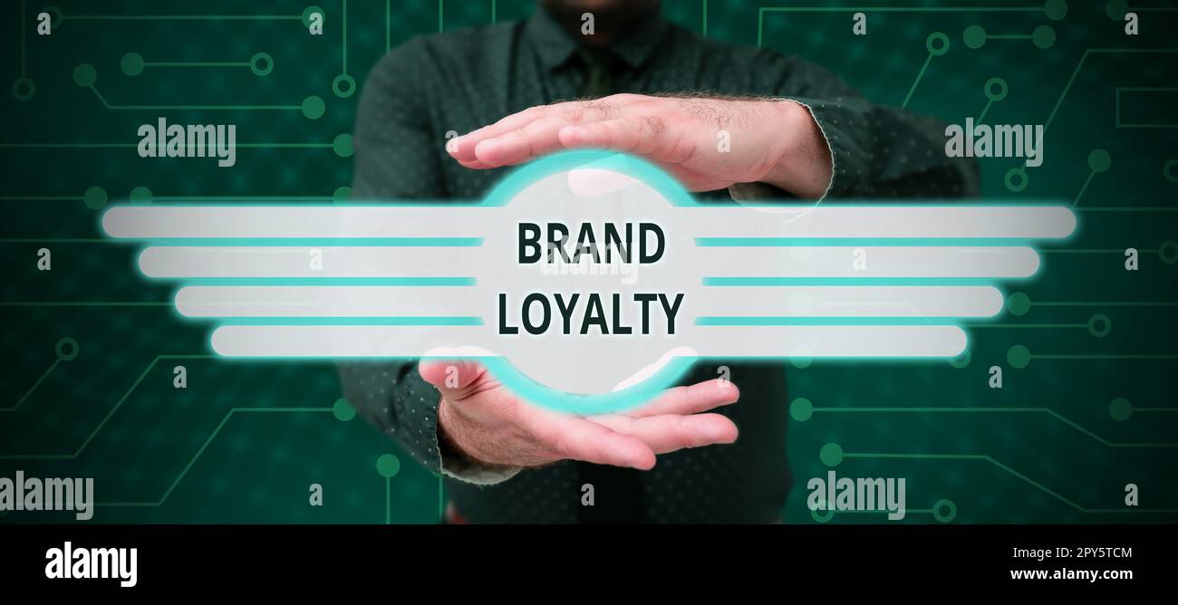 Hand writing sign Brand Loyalty. Word Written on Repeat Purchase ...