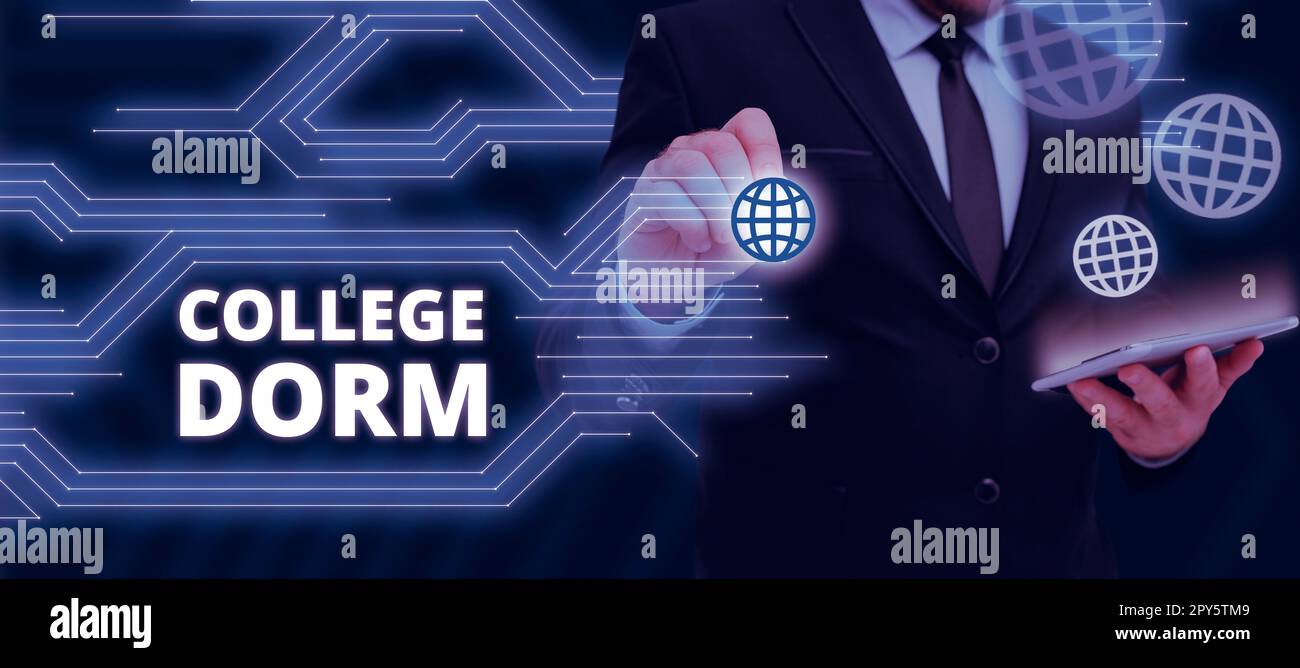 Conceptual caption College Dorm. Internet Concept residence hall ...