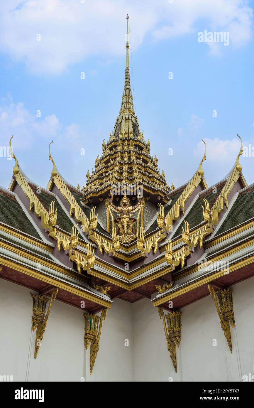 A vertical of Thai architecture decoration castle roof of Dusit Maha ...