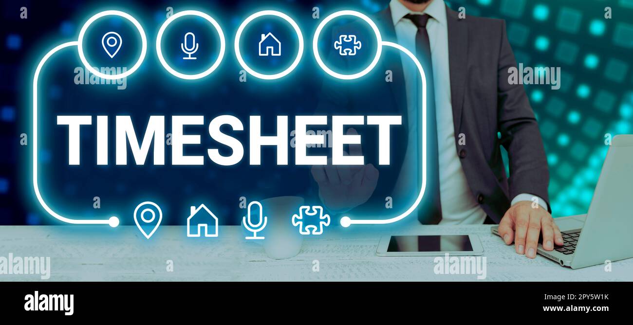 Text sign showing Timesheet. Conceptual photo graphical representation ...