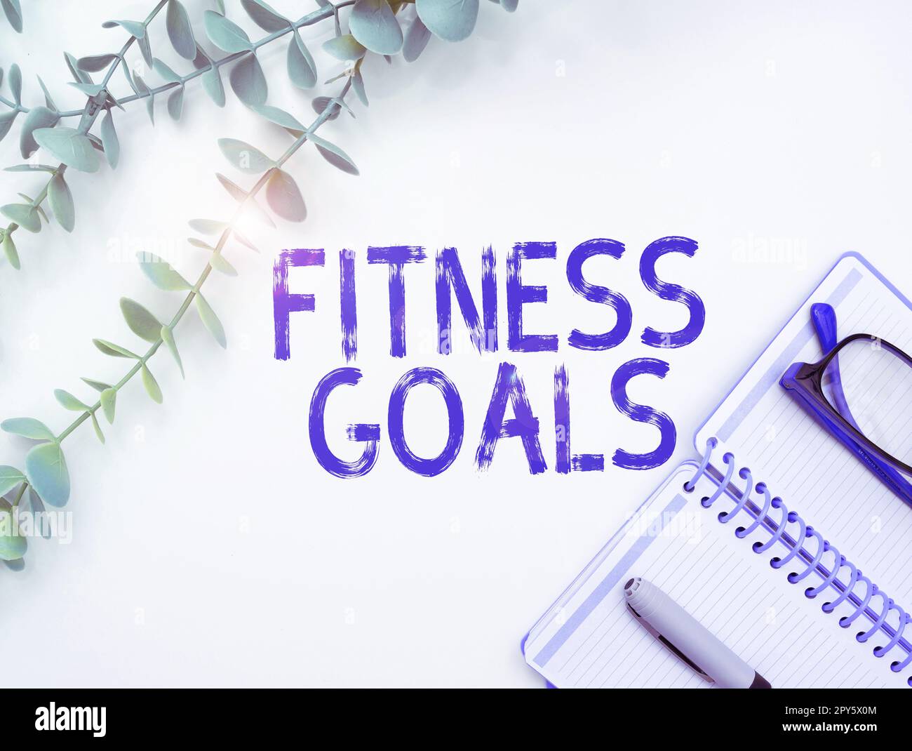 Text showing inspiration Fitness Goals. Concept meaning Loose fat Build ...