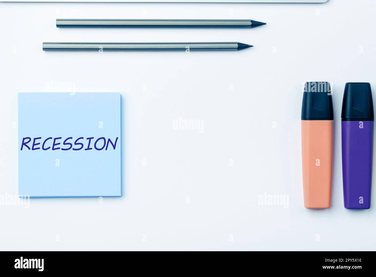 Sign displaying Recession. Business overview the process of progressive ...