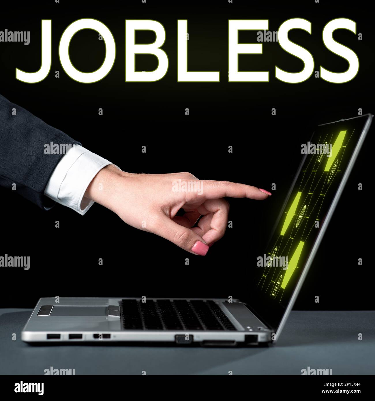 Sign displaying Jobless. Concept meaning unemployed person looking for ...