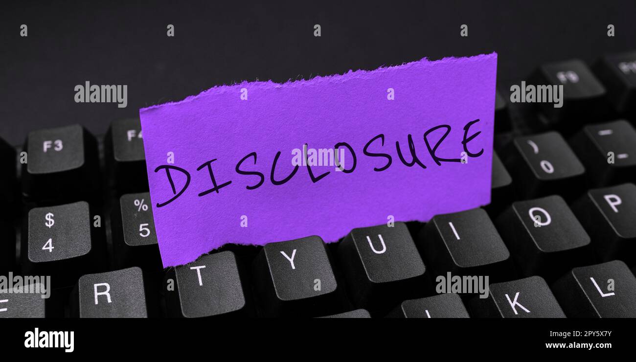 Conceptual display Disclosure. Business showcase The action of making ...