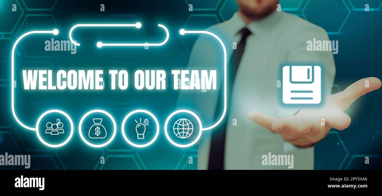 Conceptual caption Welcome To Our Team. Word Written on introducing ... Conceptual caption Welcome To Our Team. Word Written on introducing ...