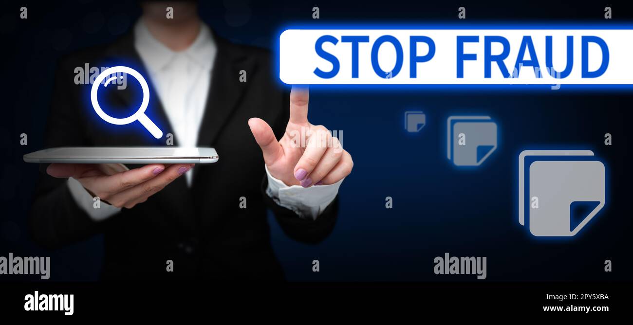 Inspiration showing sign Stop Fraud. Business approach campaign advices ...