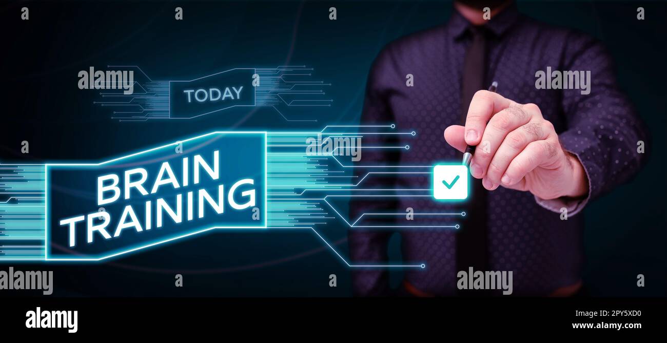 Text sign showing Brain Training. Concept meaning mental activities to ...