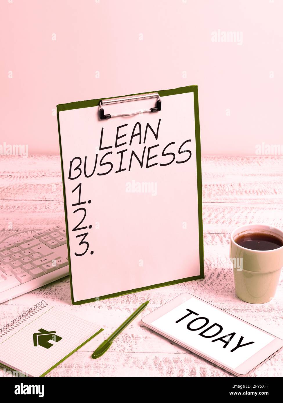 Hand writing sign Lean Business. Word Written on improvement of waste ...