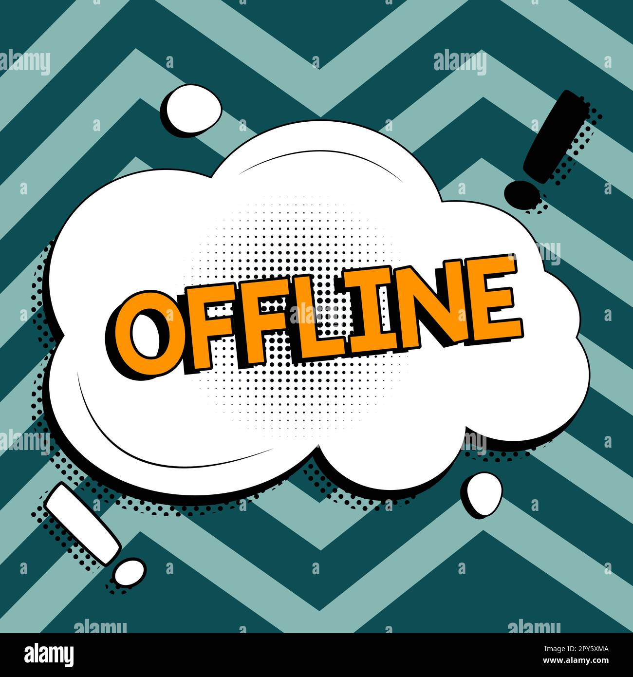 Hand writing sign Offline. Word for Not having directly connected to a ...