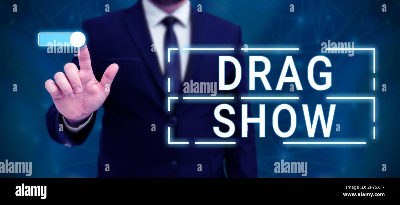 Text caption presenting Drag Show. Concept meaning competitive event ...