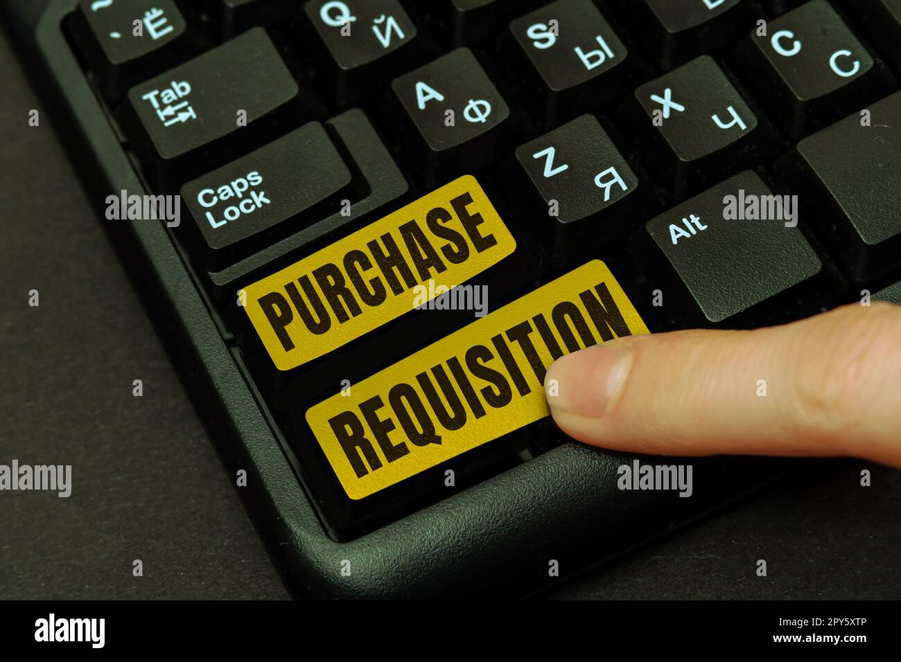 Handwriting text Purchase Requisition. Concept meaning document used as ...