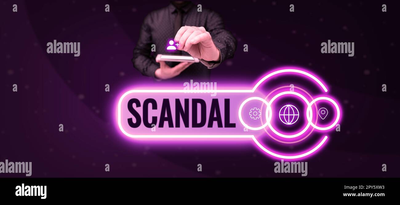 Writing displaying text Scandal. Concept meaning an action or event ...