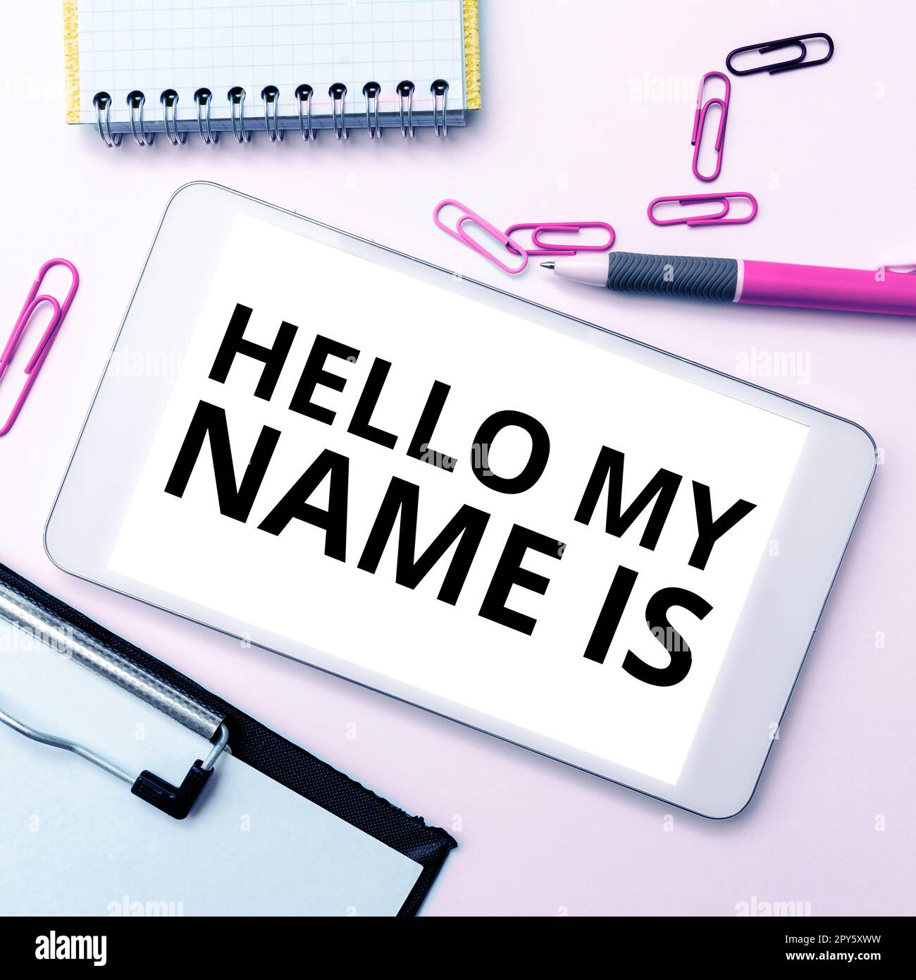 Sign displaying Hello My Name Is. Concept meaning introducing yourself ...