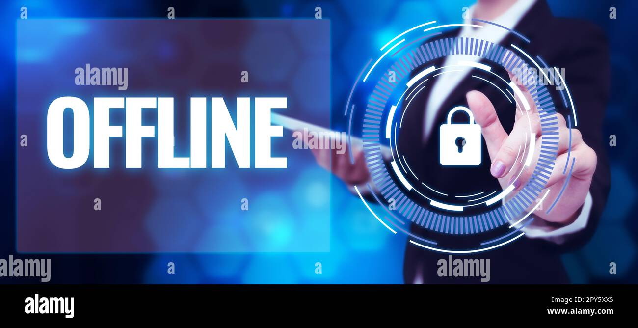 Hand writing sign Offline. Business approach Not having directly ...