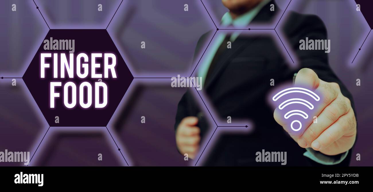 Handwriting text Finger Food. Internet Concept products and digestives ...