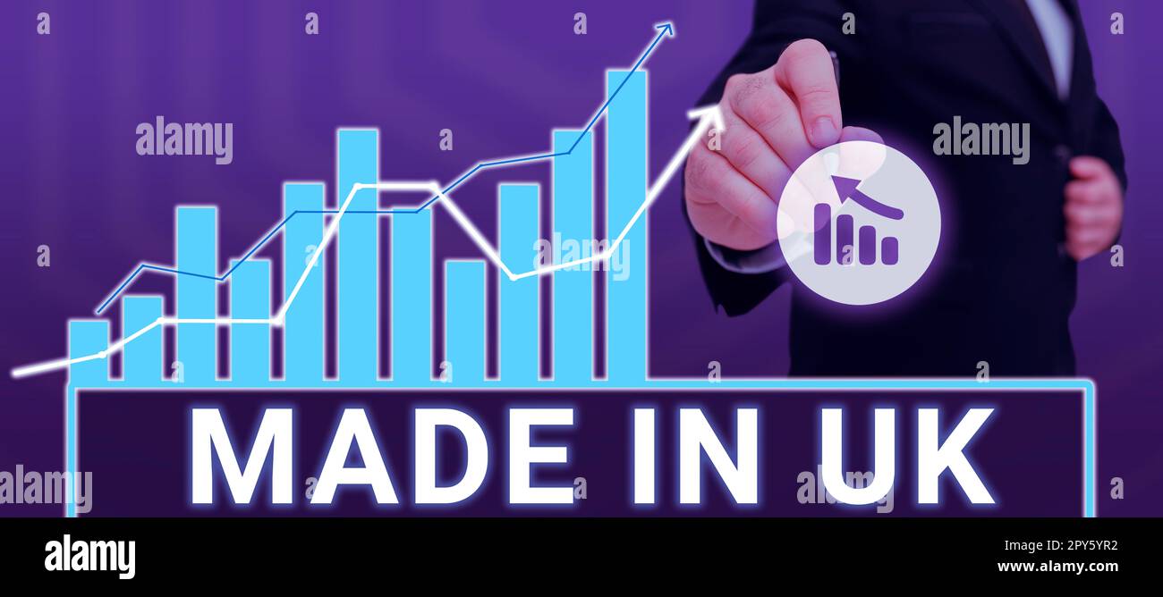 Text caption presenting Made In Uk. Word Written on Something ...