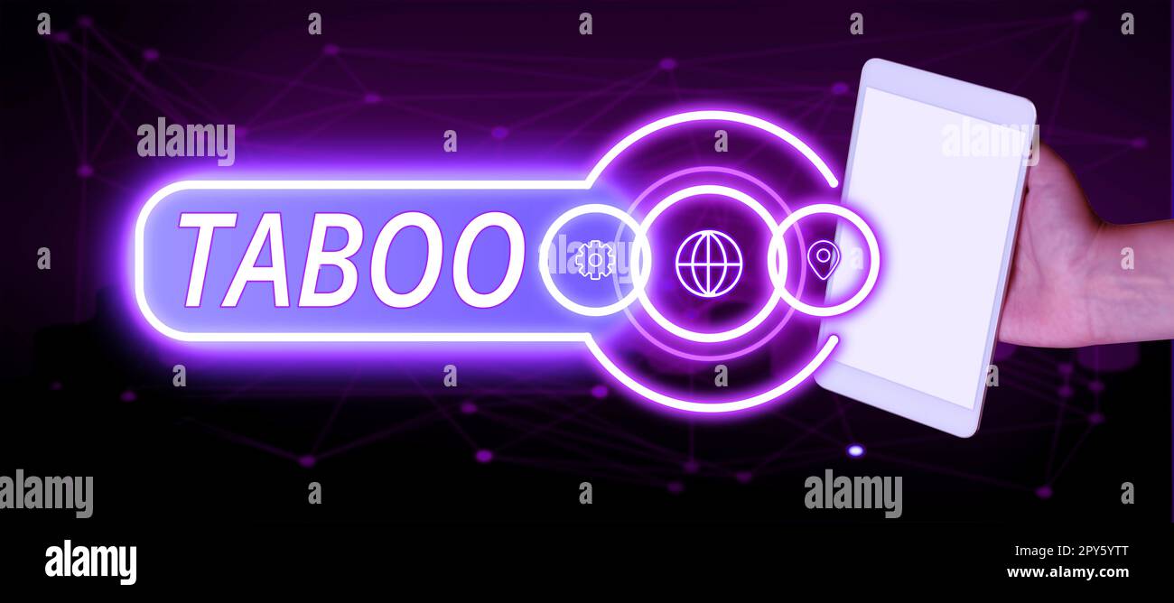 Sign displaying Taboo. Concept meaning a social or religious custom ...