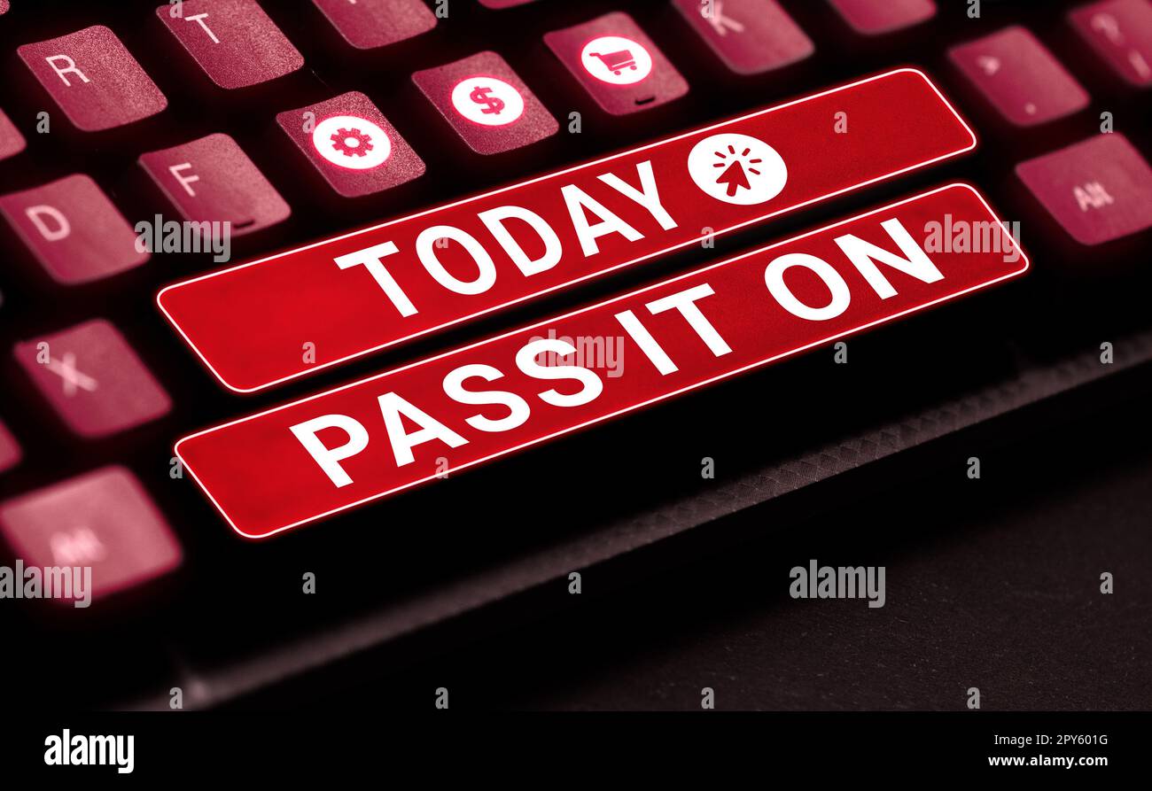 Text showing inspiration Pass It On. Word Written on Share something ...