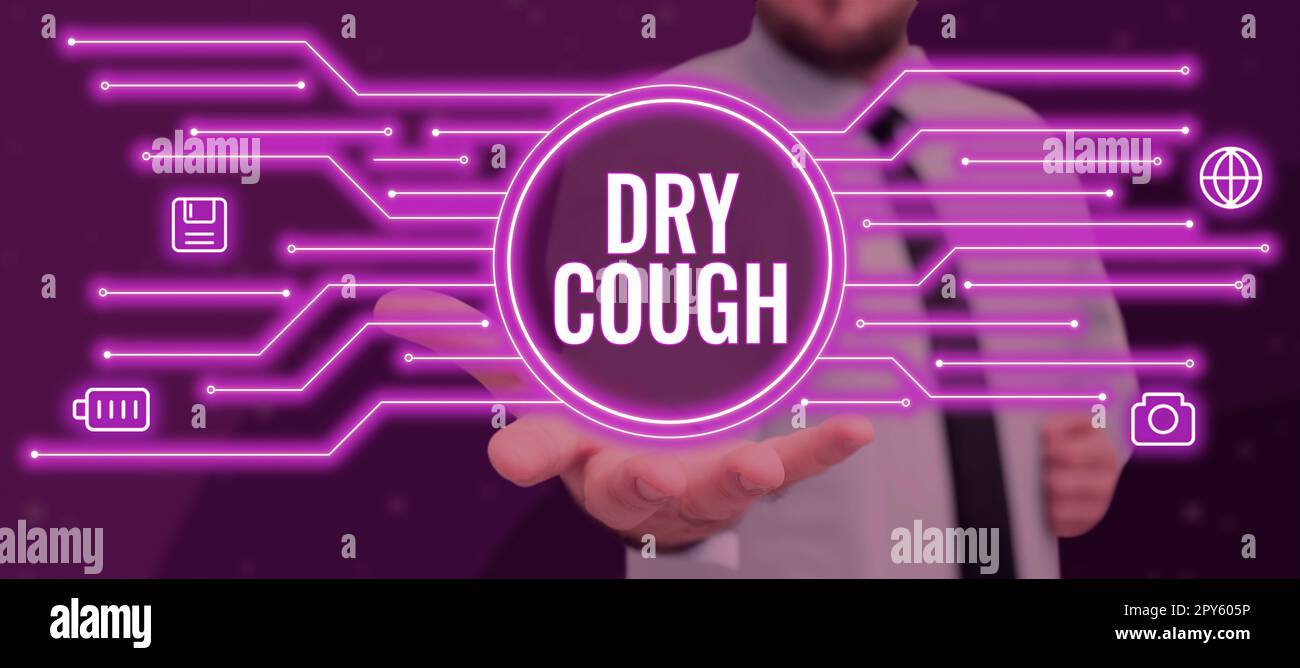 Text caption presenting Dry Cough. Business approach cough that are not ...