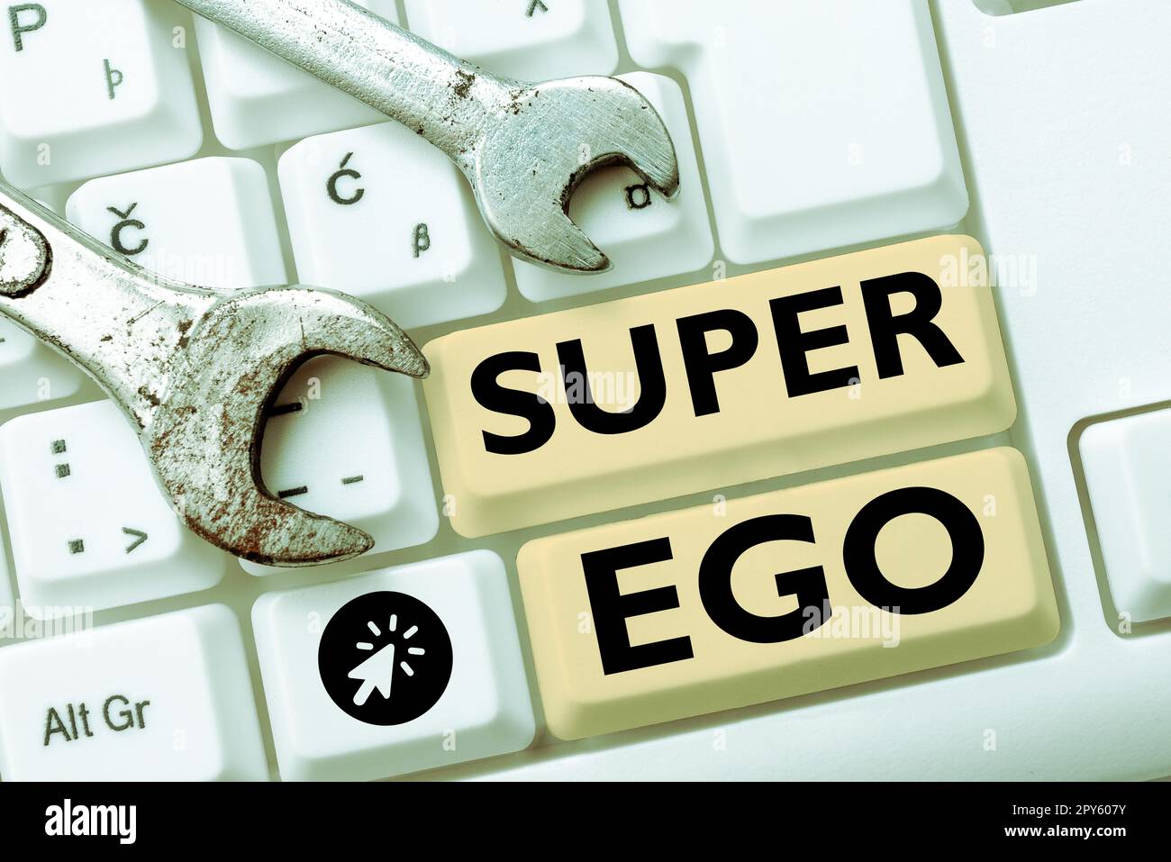 Hand writing sign Super Ego. Business concept The I or self of any ...