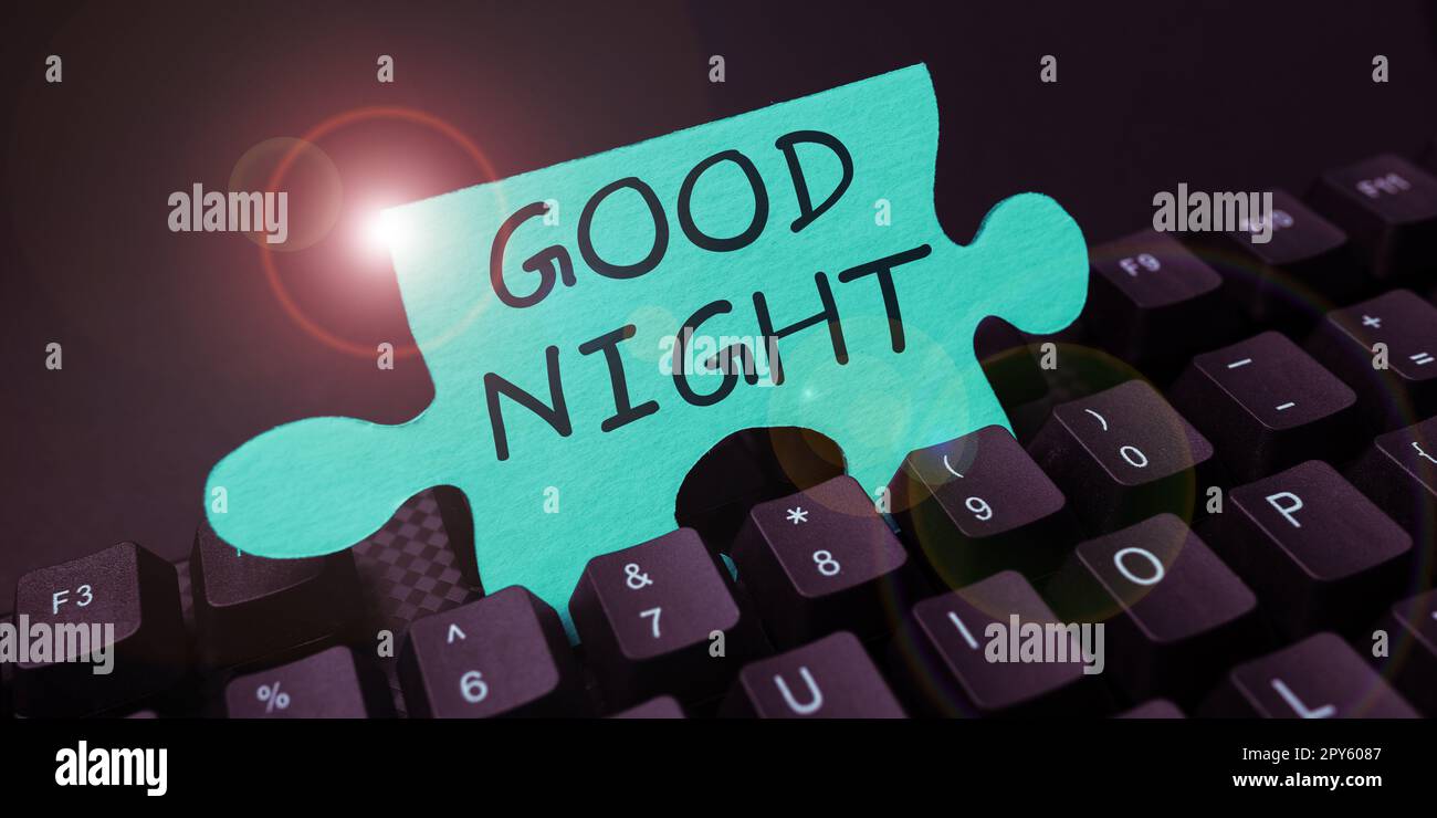 Text caption presenting Good Night. Word for expressing good wishes on ...