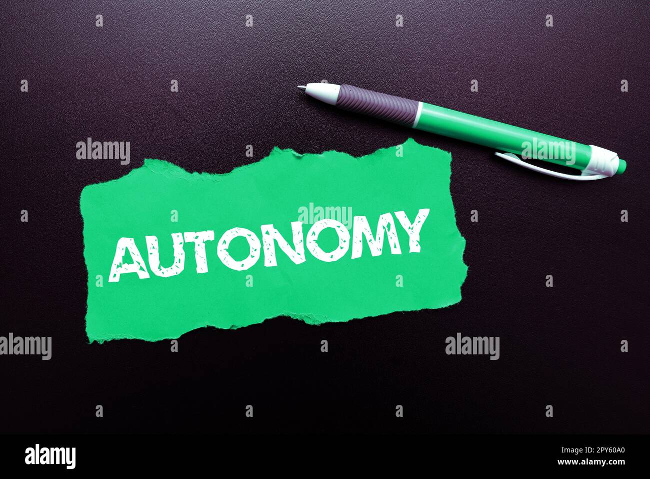 Text sign showing Autonomy. Business approach vehicle that can guide itself without human ...