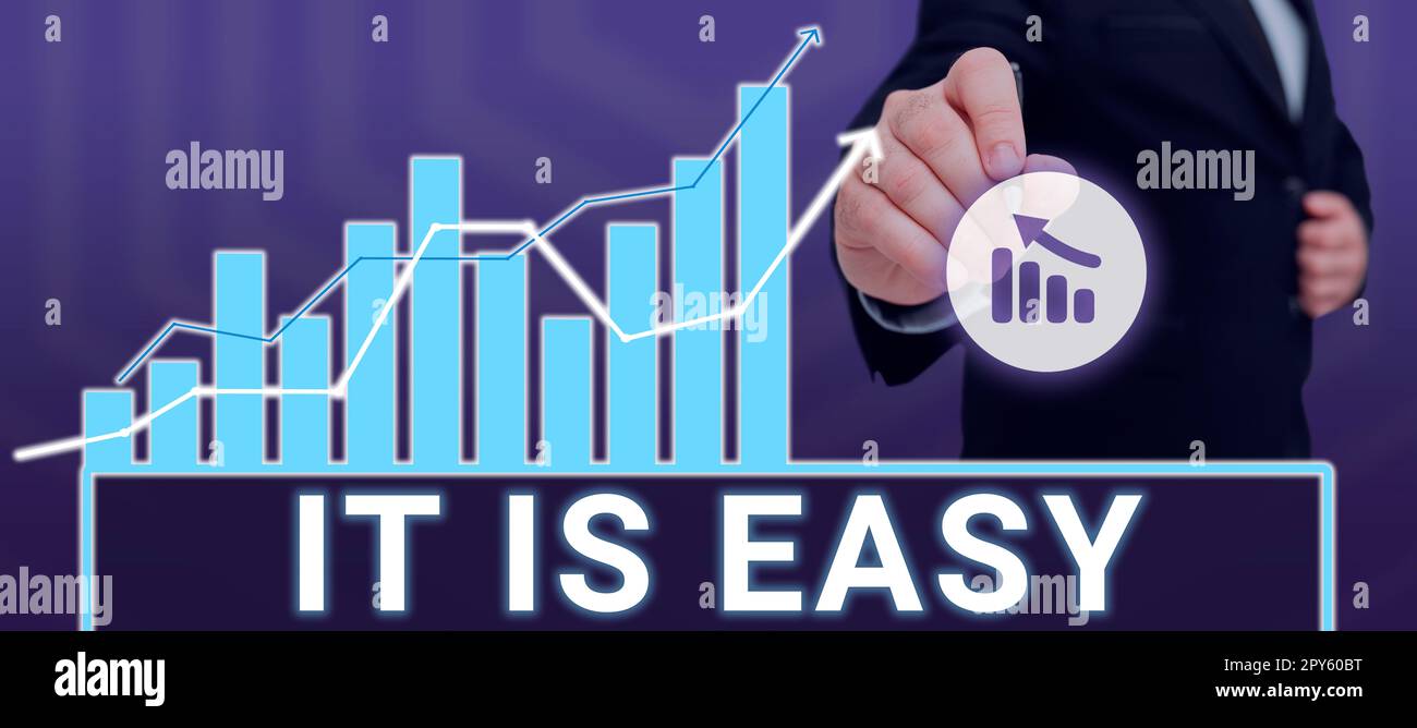 Hand writing sign It Is Easy. Word for clear simple not complicated ...