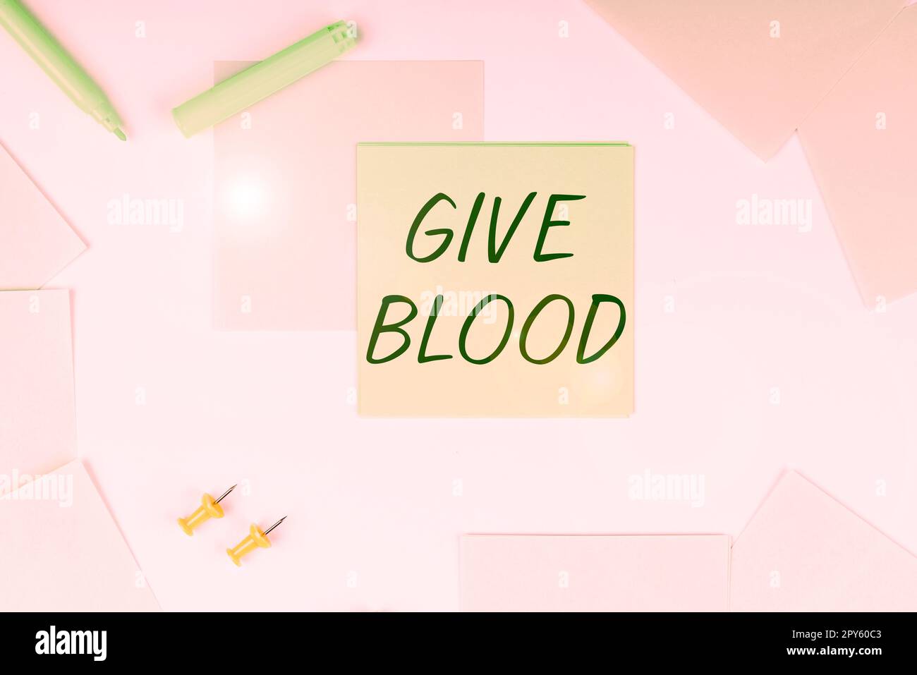 Sign displaying Give Blood. Concept meaning person voluntarily has ...