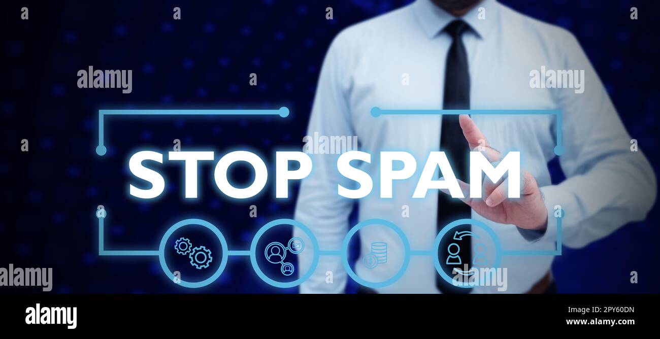 Conceptual caption Stop Spam. Business showcase end the Intrusive or ...