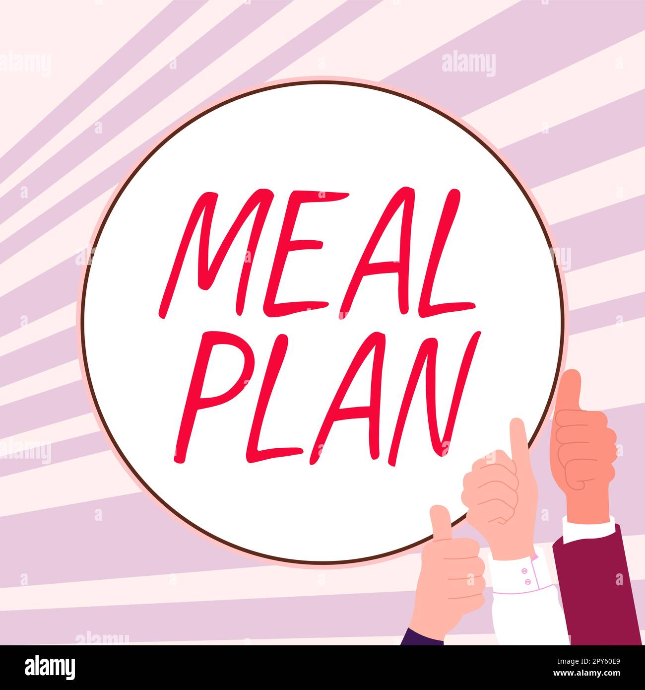 Text caption presenting Meal Plan. Business idea arrangement scheme of ...