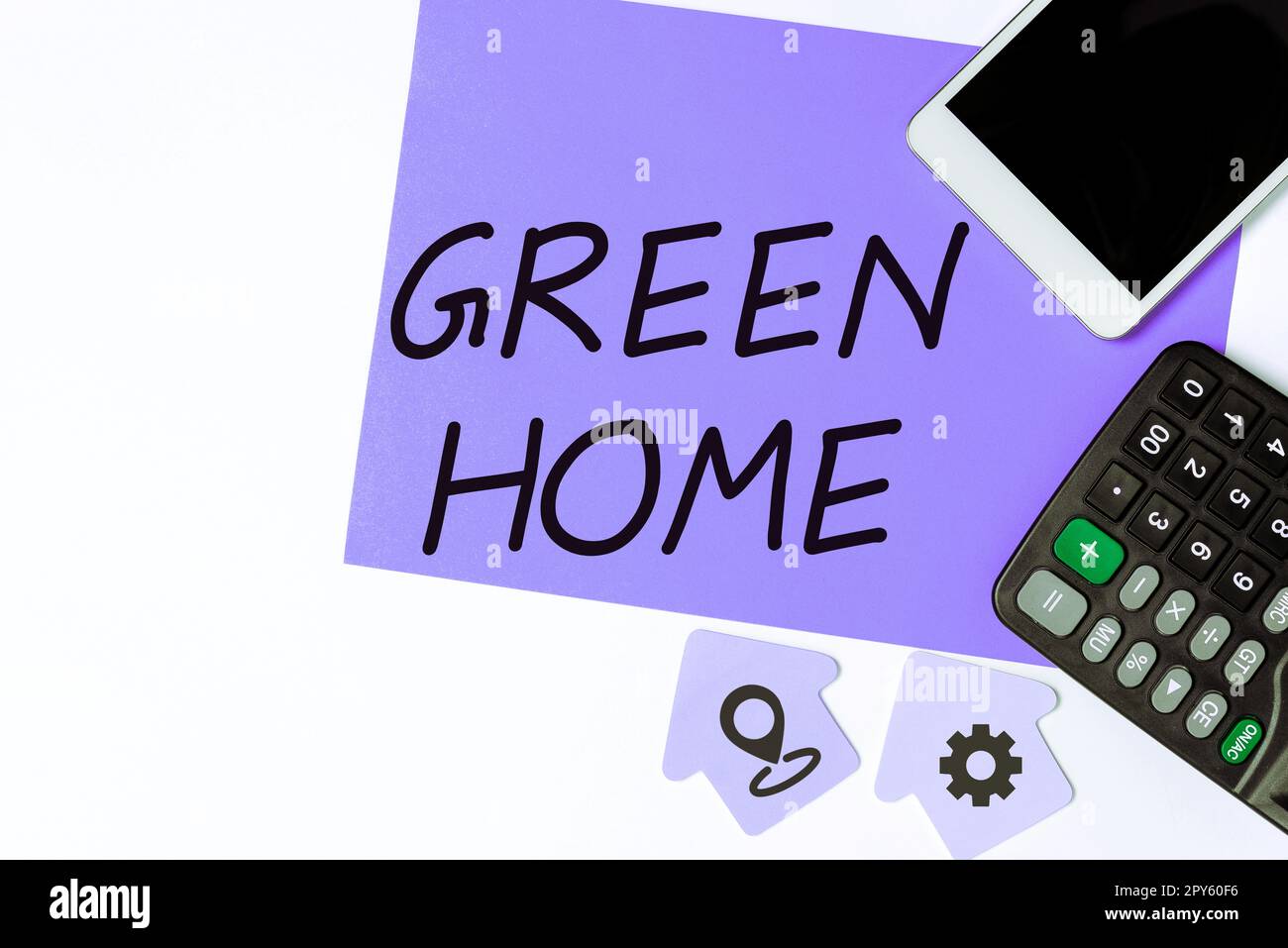 Conceptual caption Green Home. Word Written on An area filled with ...