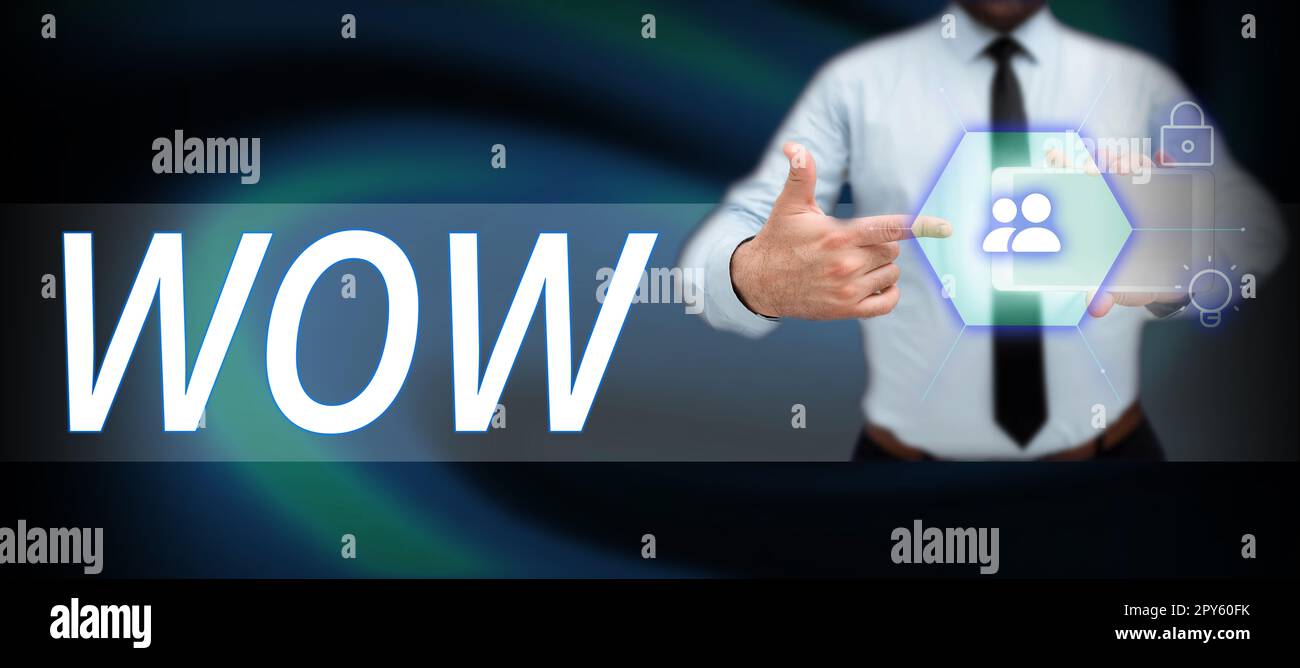 Inspiration showing sign Wow. Business showcase Expressing astonishment ...