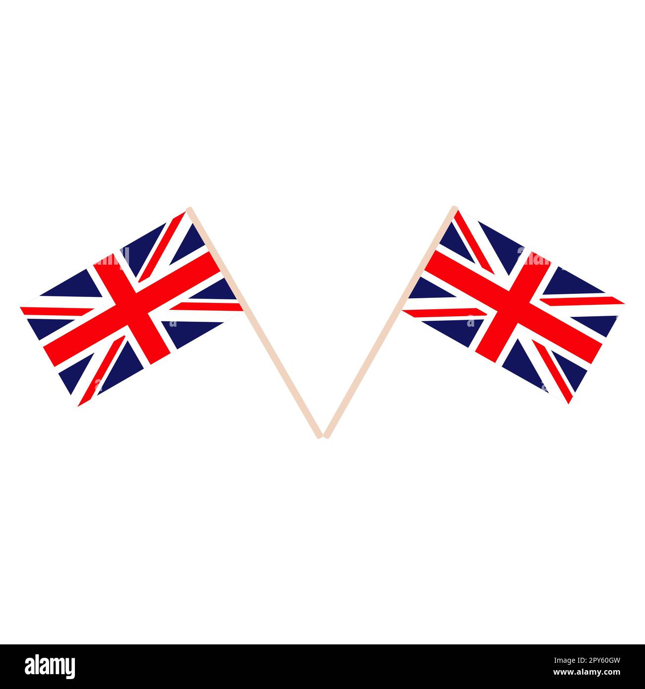 Two British flags on pole, Union Flag or Union Jack, vector ... Two British flags on pole, Union Flag or Union Jack, vector ...