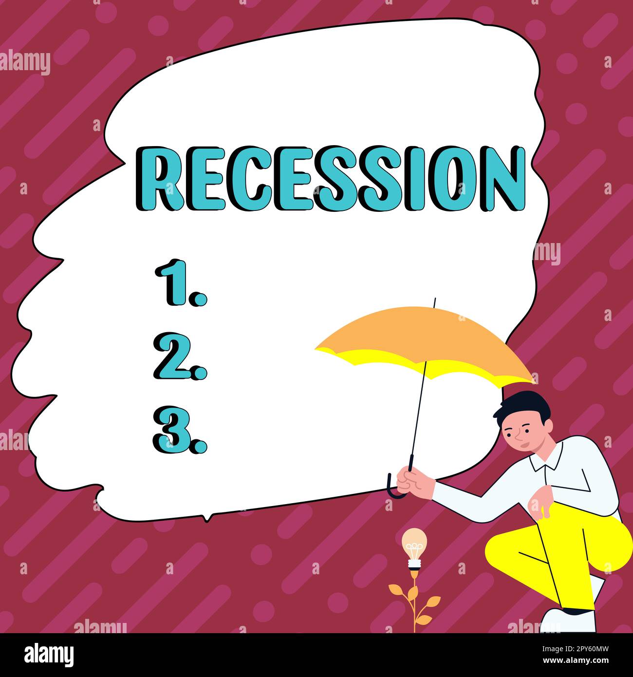 Text caption presenting Recession. Business idea the process of progressive decrease in growing ...