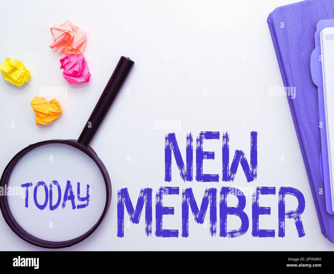 Sign displaying New Member. Word Written on recruiting employee to ...