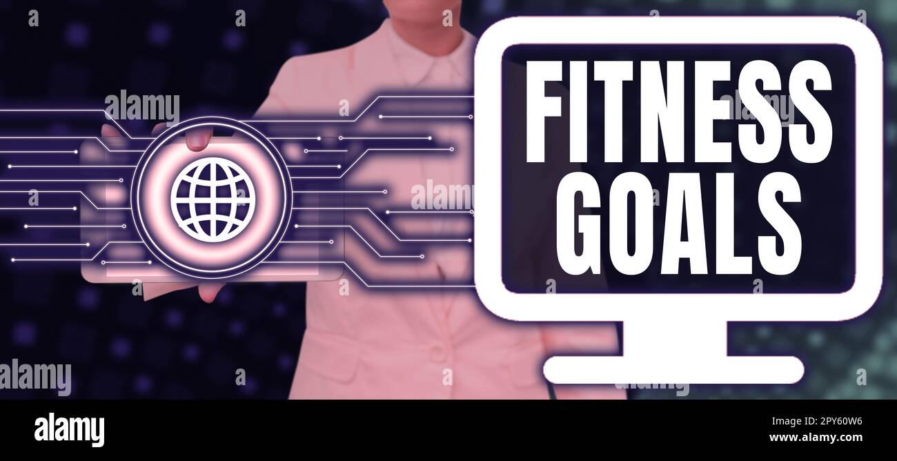 Text showing inspiration Fitness Goals. Word Written on Loose fat Build ...
