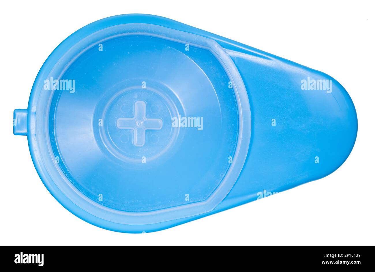 top view of closed blue fracture bedpan isolated Stock Photo - Alamy