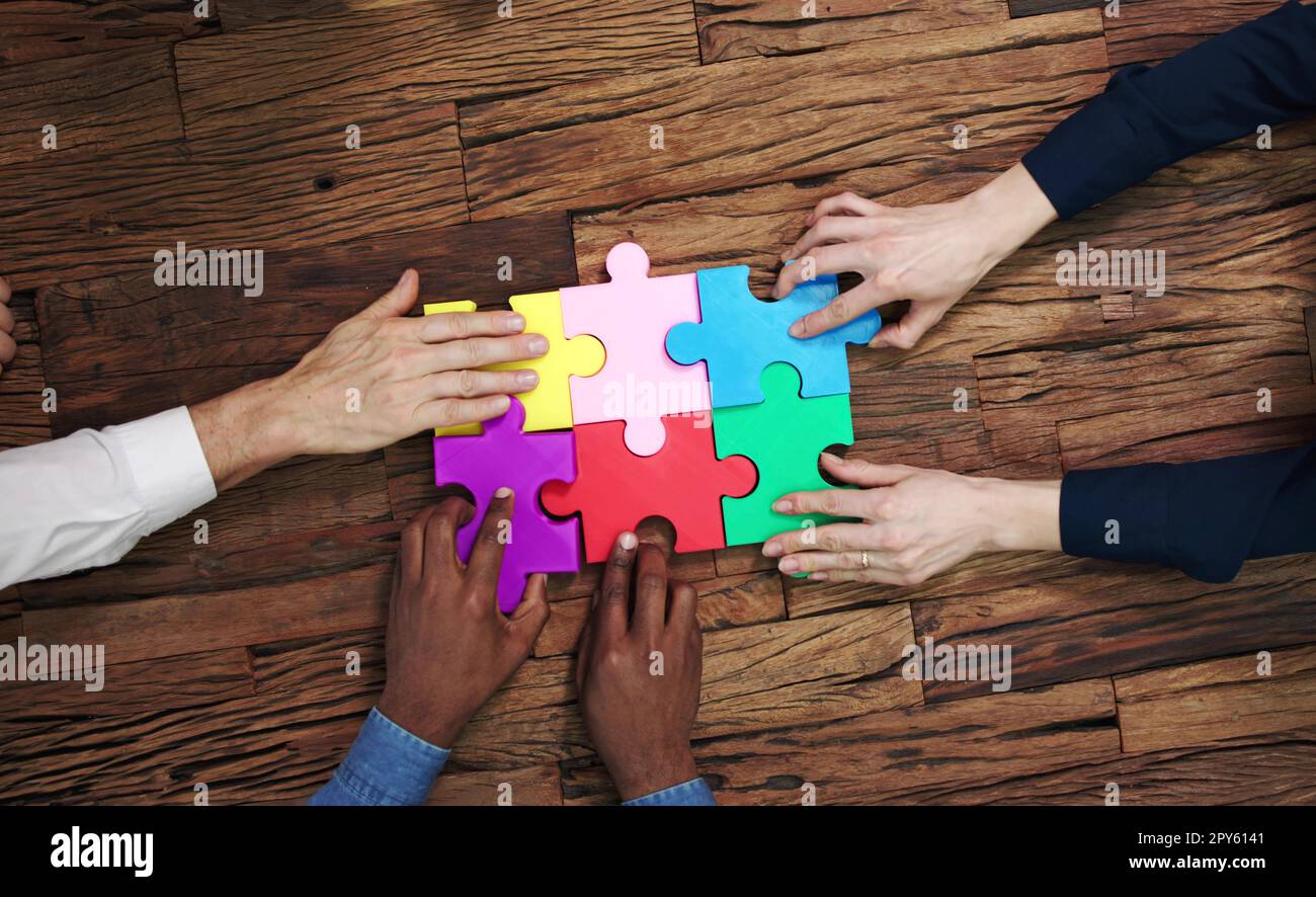 High angle view multiracial team hi-res stock photography and images ...